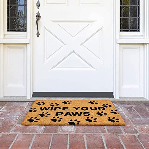 Juvale Nonslip Coco Coir Mat for Entrance, Wipe Your Paws Doormat for Front Door Entry, Dog Lovers (17 x 30 in)