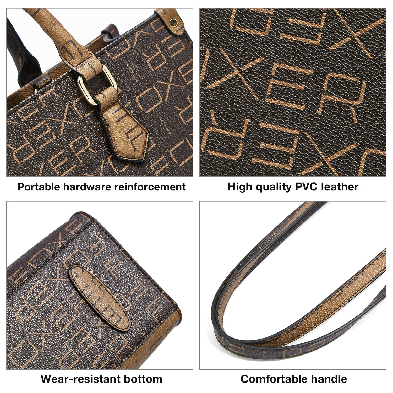 FOXLOVER Womens Top Handle Handbag Ladies Designer PVC Faux Leather Tote Shoulder Bag