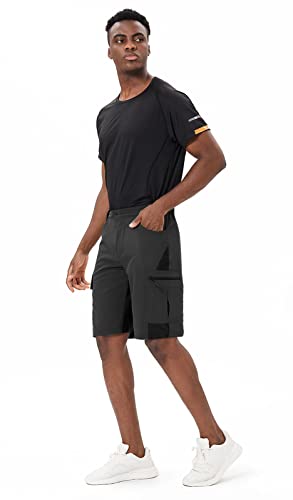 Gouxry Men's Hiking Shorts Casual Quick Dry Lightweight Cargo Work Tactical Golf Fishing Summer Short (Black, M)