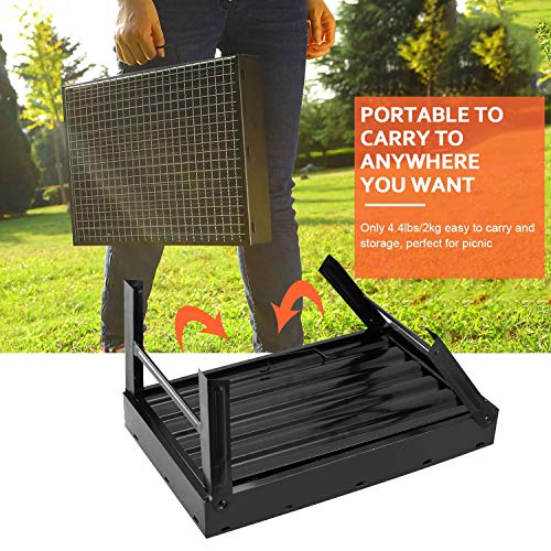 Portable BBQ Grill Folding Charcoal Grill, 17 * 10ββ Barbecue Area Stainless Grill, Lightweight Instant Smoker Grill, Small Grill, Table Top Grill for Outdoor Barbecues Camping Picnics Beach Party