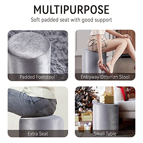 Get Set Style Modern Round Ottoman with Soft Padded Seat, Multifunctional Vanity Chairs for Makeup, Upholstered Footrest Stool Ottoman Foot Stool for Living Room, Bedroom
