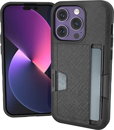 Smartish iPhone 14 Pro Wallet Case - Wallet Slayer Vol. 2 [Slim + Protective] Credit Card Holder with Kickstand - Black Tie Affair