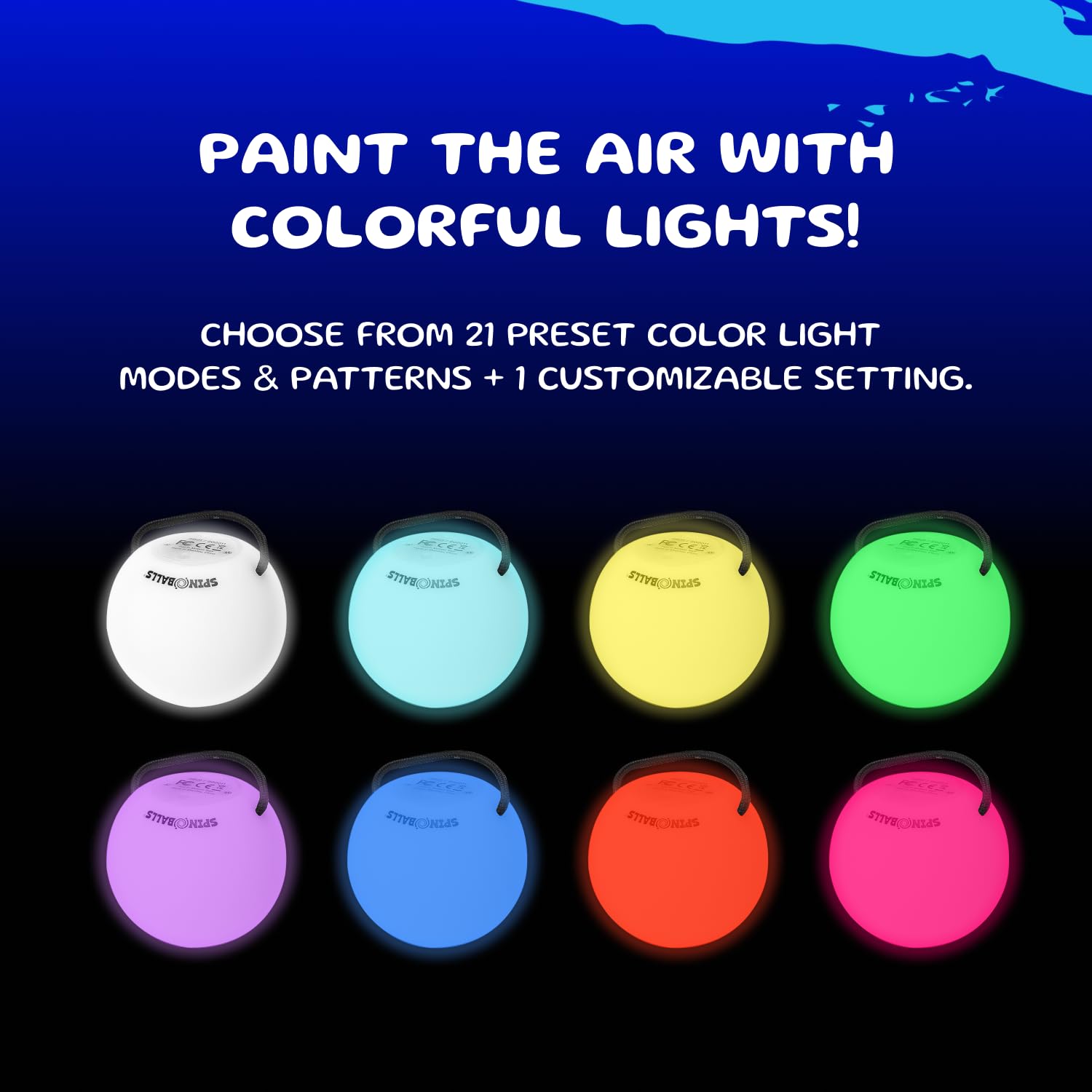 SPIN BALLS Glow.0 LED Poi Balls Glow β USB Rechargeable with 22 Vibrant Color Light Modes & Patterns β Durable, Soft-Core LED Poi Spinning Balls with Adjustable Leashes & Double-Loop Handles