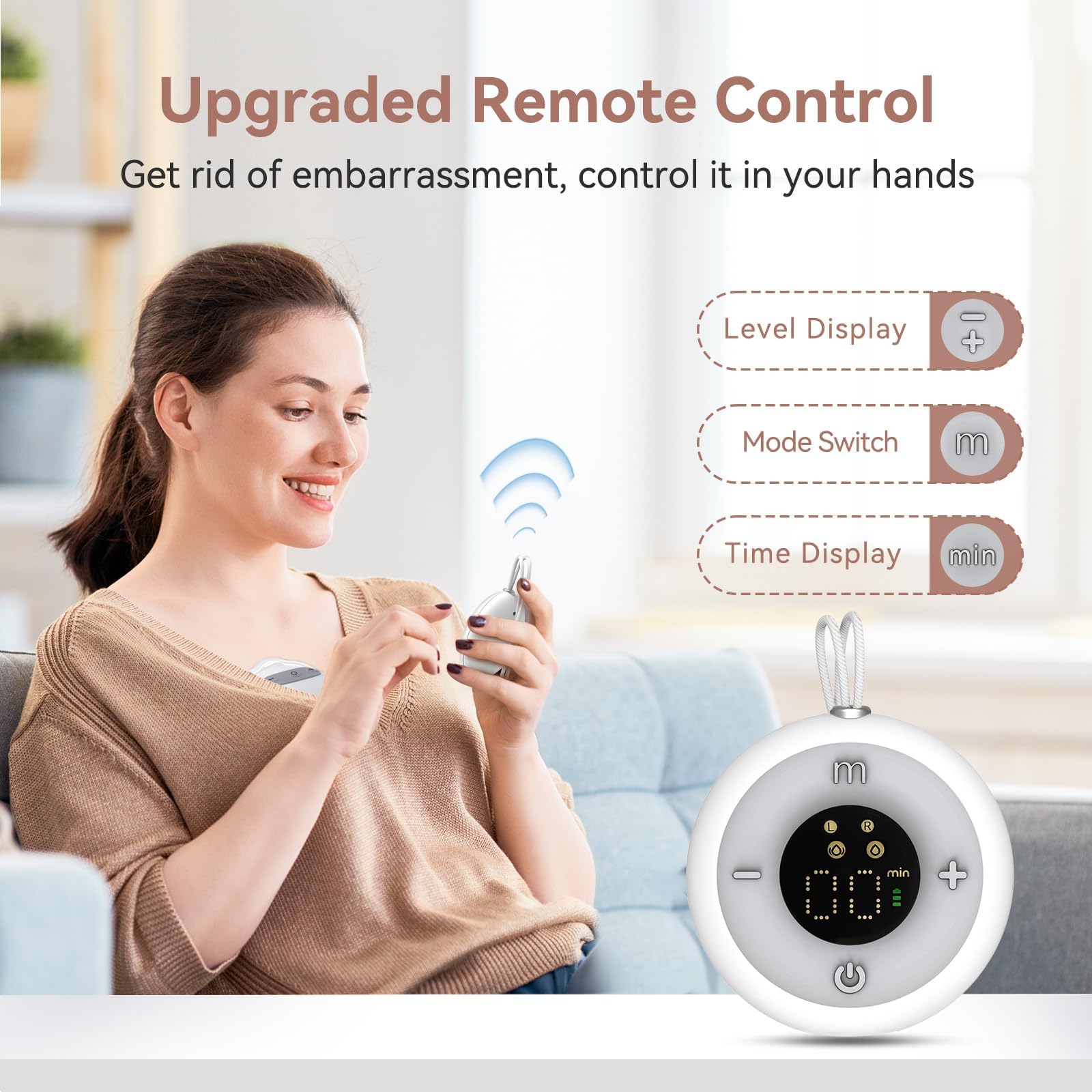 Hands Free Breast Pump, Wearable Breastfeeding Pump with Wireless Remote Controller, MomWills FSA HSA Eligible Portable Electric Ultra Light Breast Pumps with 2 Modes & 9 Levels, Low Noise, S28