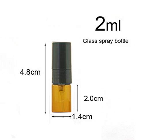 ELFENSTALL- 30pcs 2ml Brown Amber Fine Mist Mini Atomizer Vial Small Glass Bottle Spray Refillable Perfume Empty Sample Bottle Clean Cloth 3ML Pipette Dropper for Travel Party