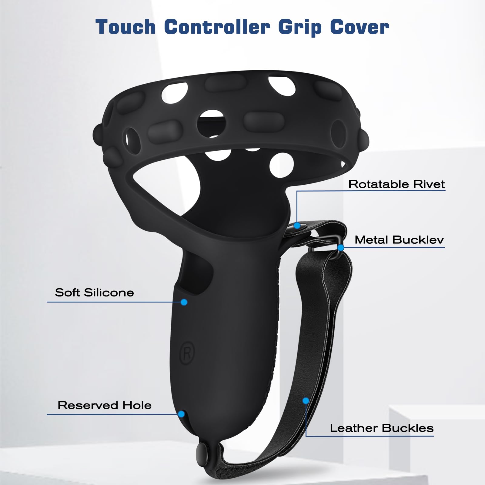 FINPAC Silicone Protective Cover for Quest 2 Gaming VR Accessories Set, Sweatproof Face Cover + Lens Cap + Touch Controller Grip Cover Bundle for Virtual Reality Headset Combo (Black)
