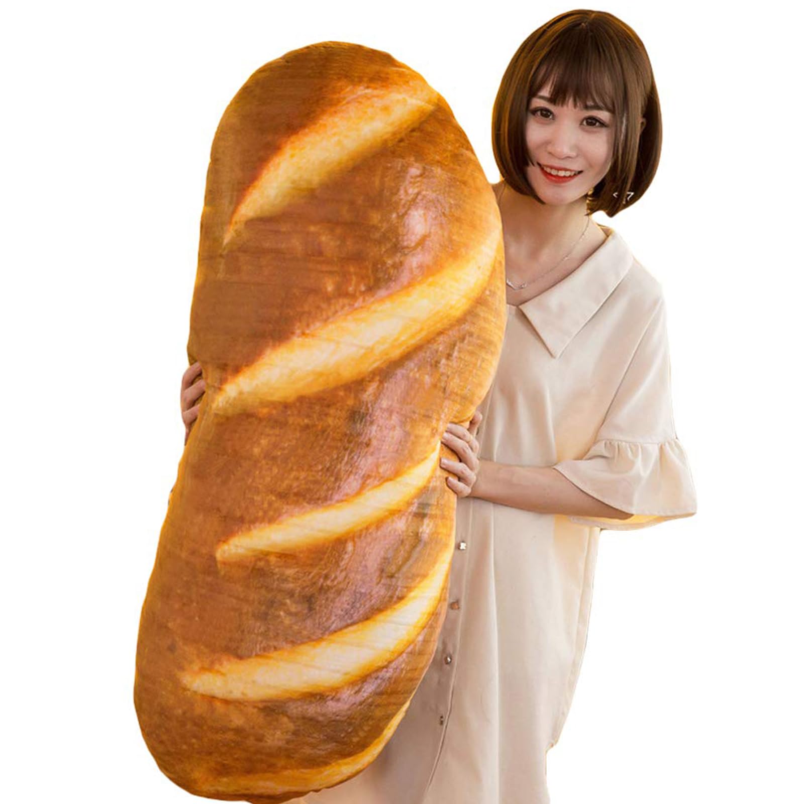 elfishgo 3D Simulation Bread Shape Pillow,Soft Butter Bread Food Plush Cushion Stuffed Toy for Home Decor 31.5"
