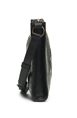 Frye Melissa Studded Floral Zip Crossbody, Black