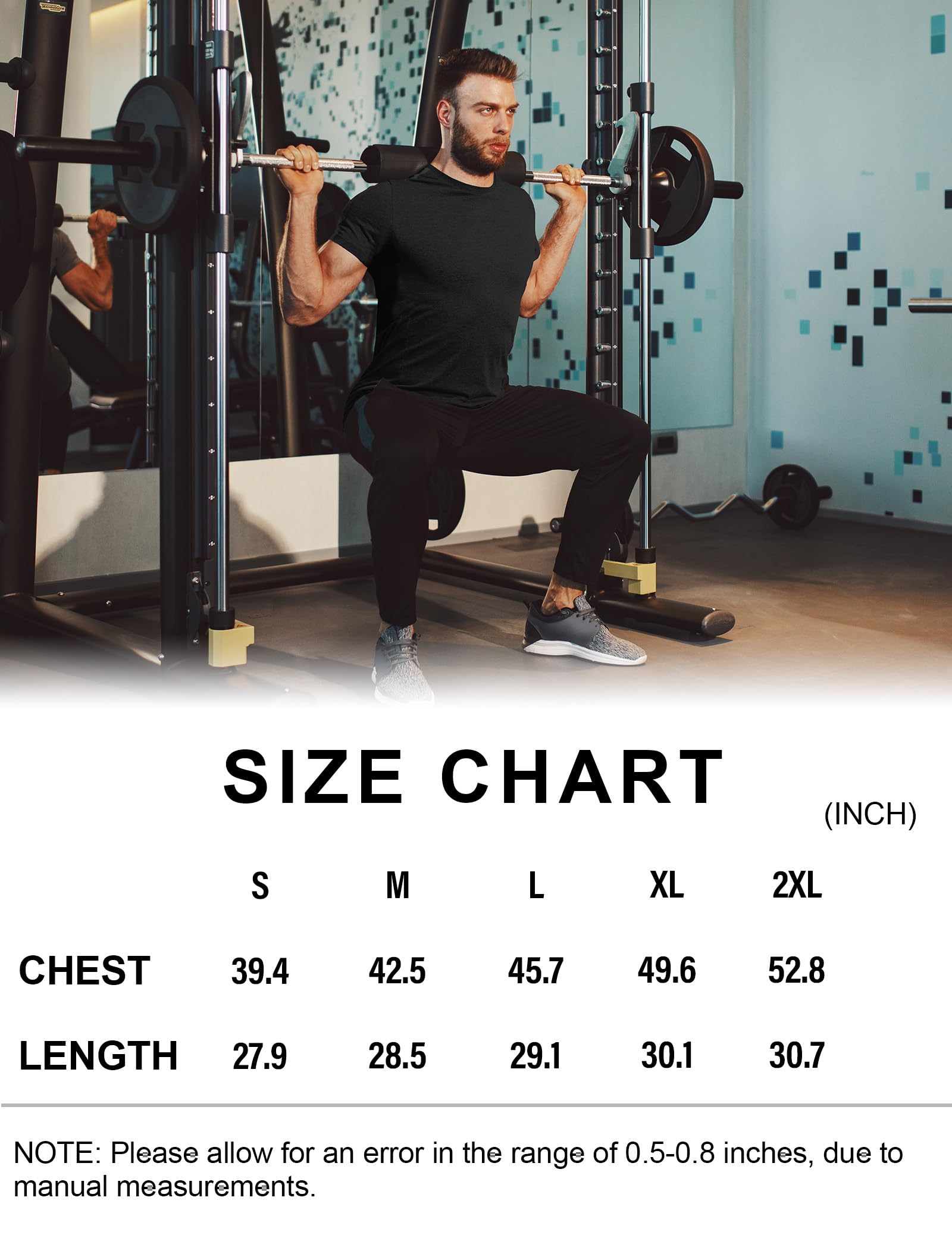 HOPLYNN 7 Pack Men's Athletic Quick Dry Moisture Wicking Short Sleeve Dry Fit T Shirts Workout Shirts 3 Black 1 White 1 Grey 1 Blue 1 Green X-Large
