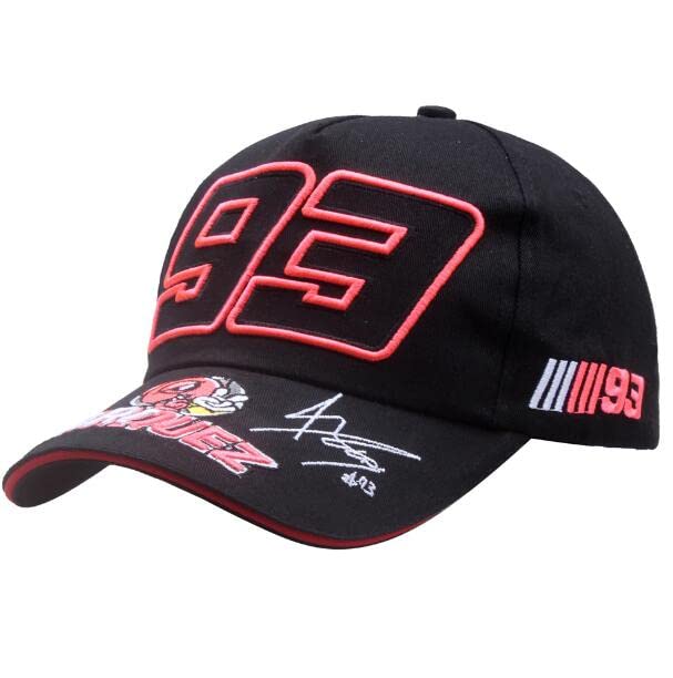 Fyon Motorcycle Caps Marquez 93 Cap 100 Percent Cotton Cap Hat Baseball Cap Adjustable Size for Men and Women (Black)