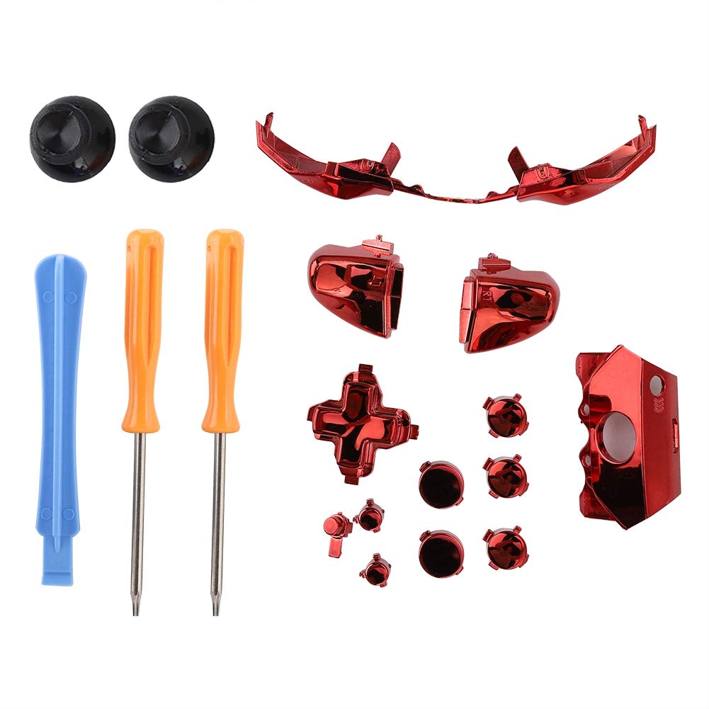 FAMKIT for Xbox One Elite Replacement Full Buttons Bumper Triggers T6 T8 Screwfor Xbox One Controller ( Red )