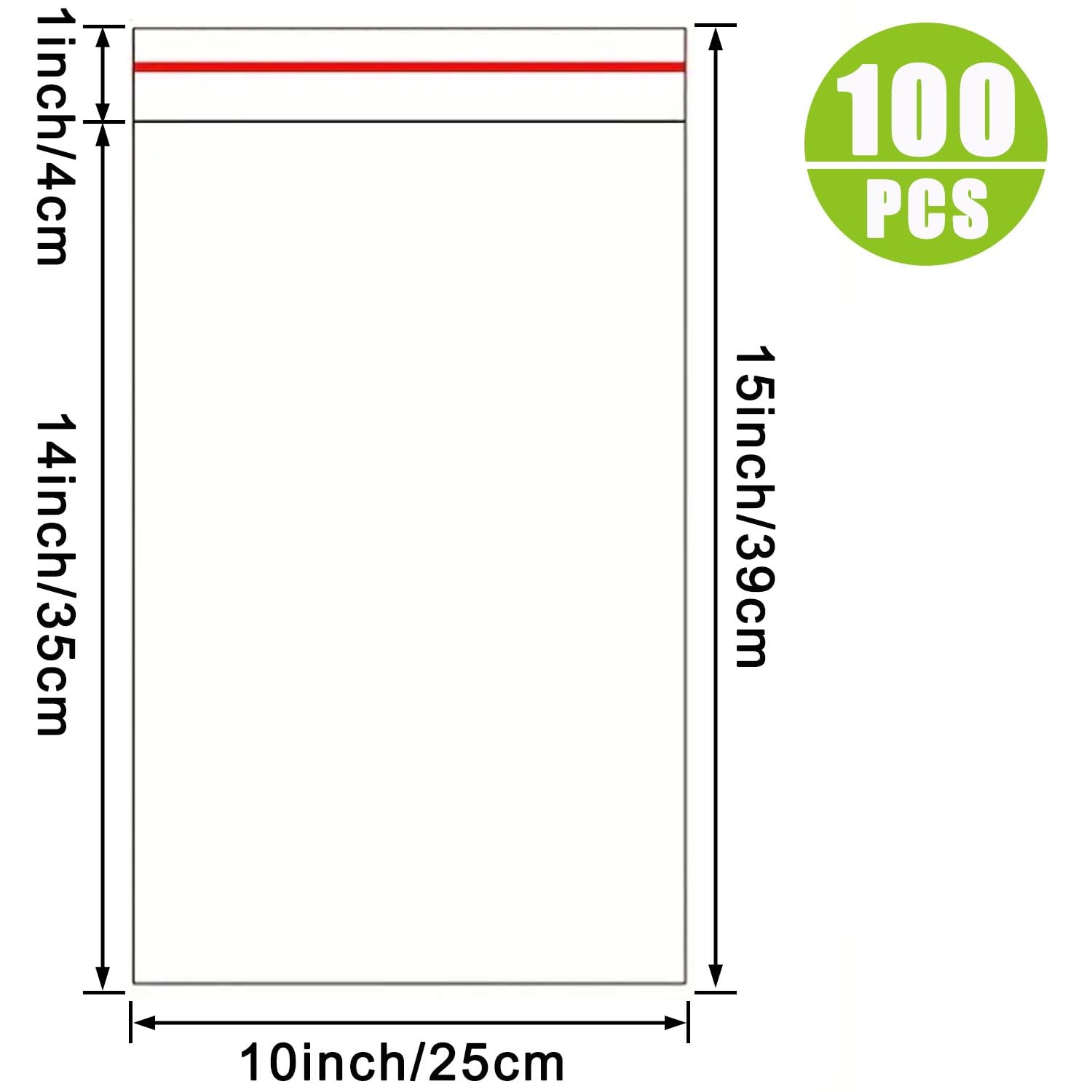 LonlyEagle 100 Pcs 10x14 Inches Self Sealing Cellophane Bags, Clear Resealable Cellophane Plastic Bags Self Adhesive for Packaging Shirts, Clothing, Magazines, Books, and Artwork