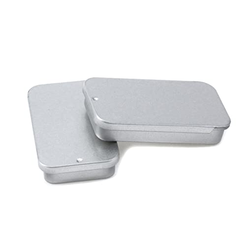 Tighall 8PCS Metal Slide Top Tin Containers Rectangle Tin Box Empty Storage Tins for Lip Balm Candles Crafts Candies Jewelry (2.2"*1.1"*0.4",Silver)