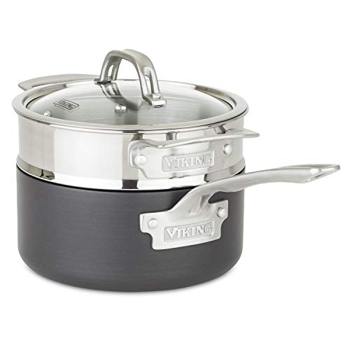 Viking Culinary Stainless Steel Universal Steamer Insert and Colander, Fits 2-4 Quart Sauce Pans and 6.25-8 Inch Sauce Pans and Casseroles, Dishwasher, Oven Safe