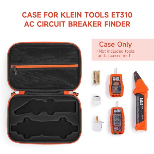 KingSung Hard Case Compatible with Klein Tools ET310 AC Circuit Breaker Finder, 80041 Outlet Repair Tool Kit and RT250 Integrated GFCI Receptacle Tester Accessories,with Smooth Double Zip(Only Case)