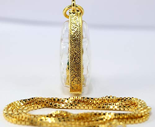 Famous Thai "Emerald" Buddha Amulet Pendant 24k Gold Plated + 18" Chain Necklace