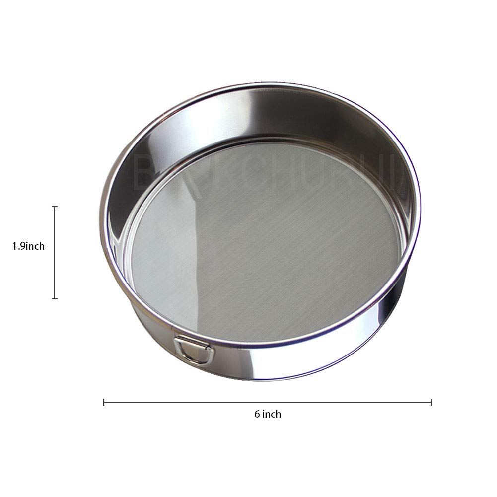 Flour Sifter for Baking - Flour Sieve Fine Mesh (6 Inch 60 Mesh) -Premium Rustproof Stainless Steel