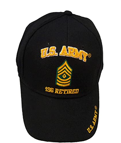 New Black US Army 1SG First Sergeant Retired Hat Ball Cap Veteran Licensed E-8