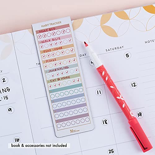 Folded Magnetic Page Marker Dashboard - Habit Tracker Layout. Works with Wet-Erase Markers. Measures 2" x 6". Fits All Erin Condren Planners and Notebooks.