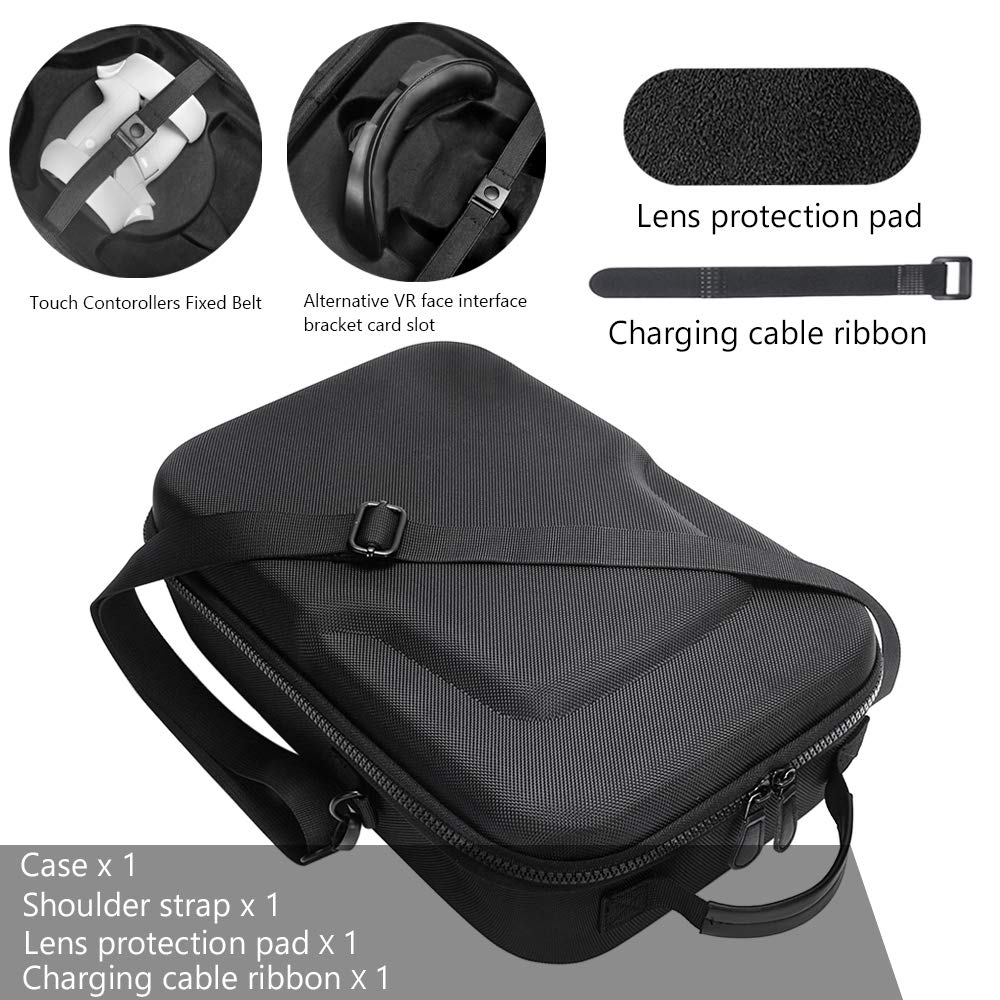 Esimen Fashion Travel Case for Oculus Quest 2, Quest 1, Elite Strap Grip Link Cable Accessories Carrying Case (Black)