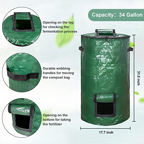 MyLifeUNIT Compost Bin Bag, Reusable Garden Yard Waste Bag, 34 Gallon (1 Pack)