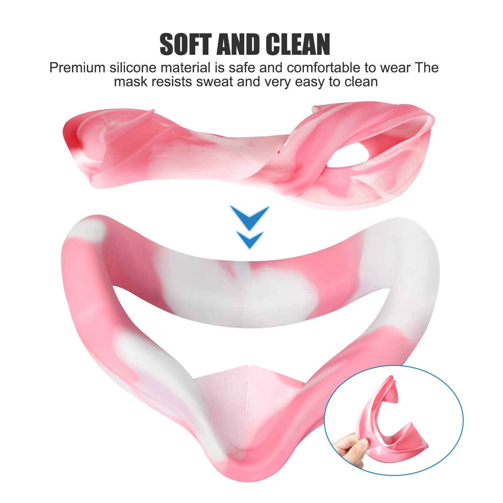Esimen Silicone Mask Cover for Oculus Quest 2 Face Cushion Cover Sweatproof (Bluemixed+Pinkmixed)