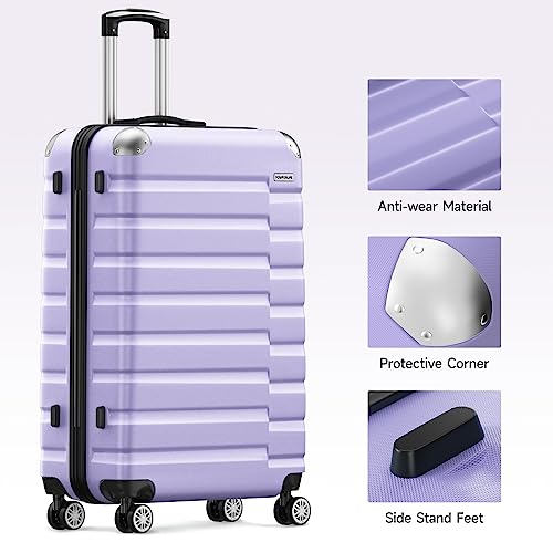 Powforlife Suitcase Sets Hardside With Double Spinner TSA Lock 3 Piece Travel Luggage Set Lightweight, Lavender Purple