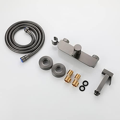 MINJING Handheld Bidet Sprayer for Toilet, Gray Cloth Diaper Sprayer Kit Wall Mounted Brass Bidet Sprayer Set Single Handle Toilet Bidet Sprayer Kit with 150cm Shower Hose