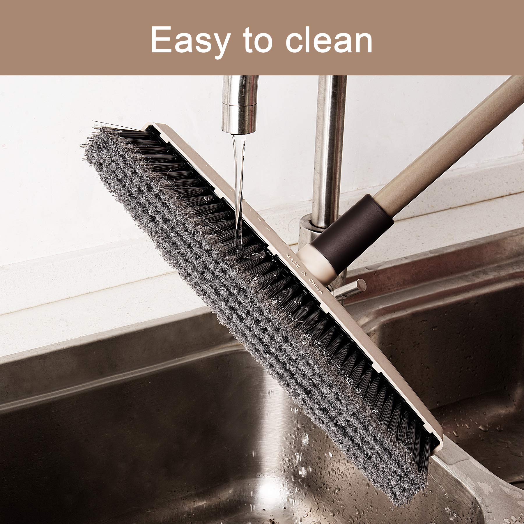 Eyliden Push Broom, 12.6" Wide Multi-Surface Angle Broom, 48" Long Handle, Stiff Bristle Broom Brush for Cleaning Tile Bathroom Patio Garage Deck Concrete Wood Stone Tile IndoorOutdoor Rough Floor
