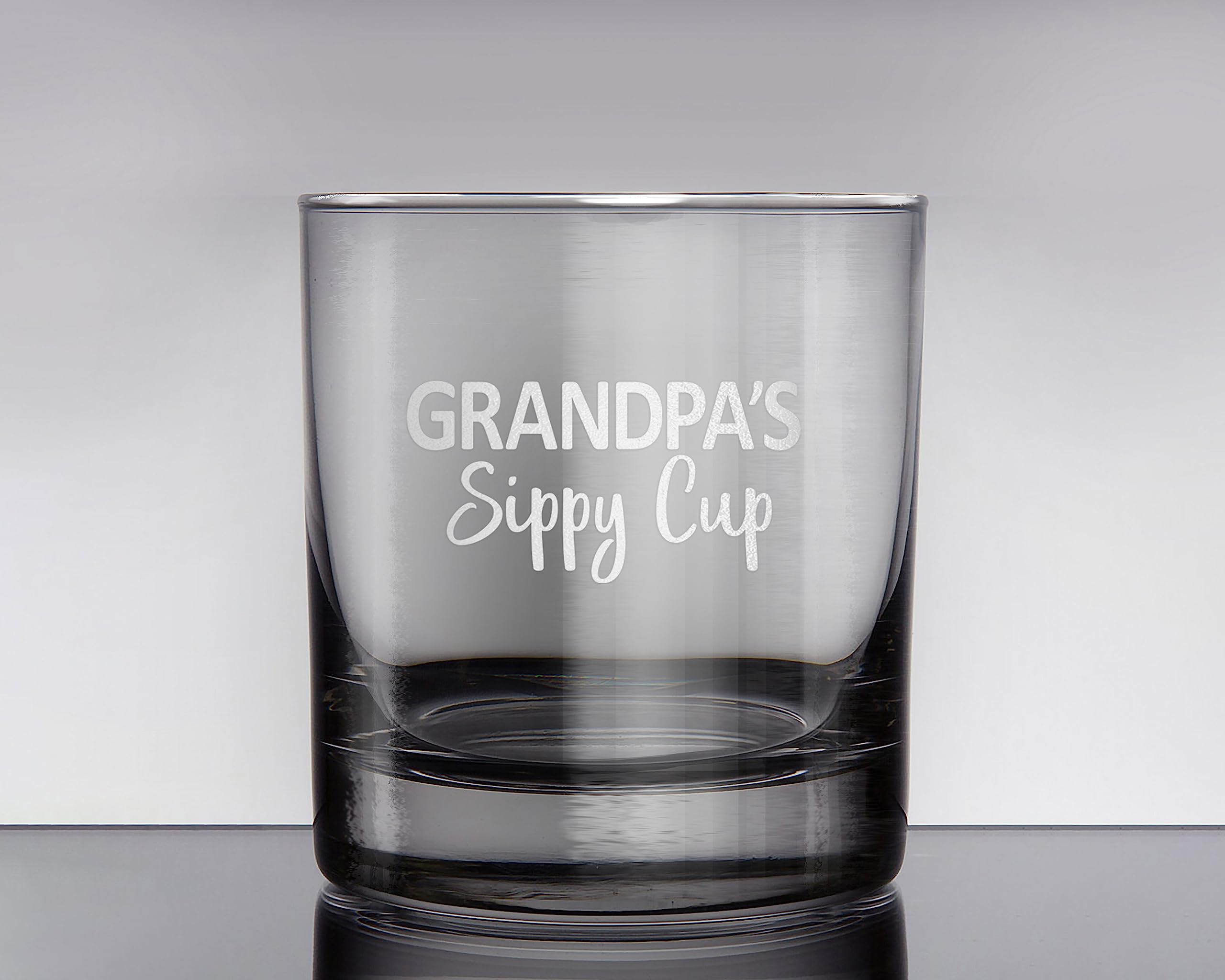 GRANDPA'S SIPPY CUP Custom Personalized Whiskey Glass - Laser Engraved Etched Funny Gift for Dad Uncle Grandpa