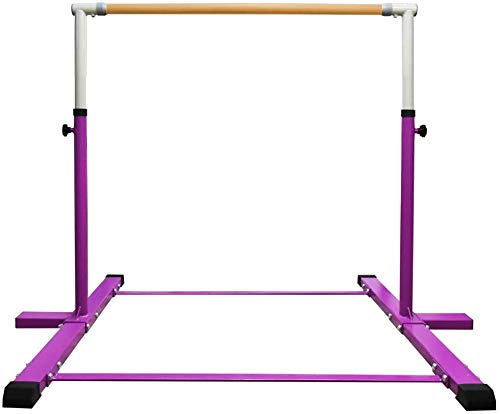 EZ GLAM Adjustable (3'-5') Horizontal Training Bar 1-4 Levels,260lbs Weight Capacity (Purple)