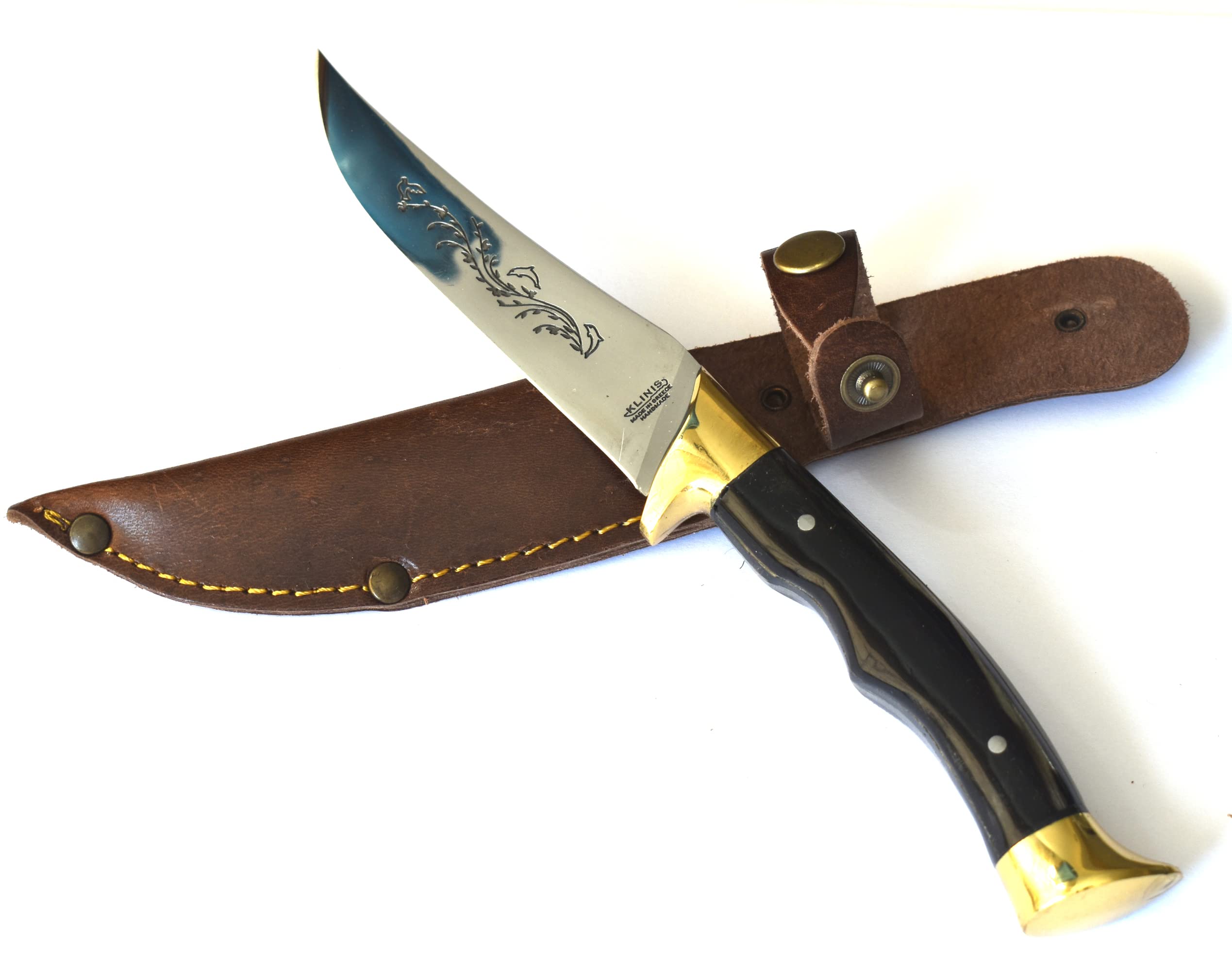 Hunting Cretan Knife Black Horn Handle Stainless Steel Blade 21cm by Greek Crafts
