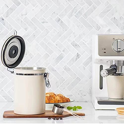 Livefunni Stainless Steel Airtight Coffee Canister with Date Tracker and Scoop, Vacuum Sealed Bean Coffee Storage Container Large Kitchen Food Storage Can 1.8L for Tea Grounds Flour Cereal Bean Sugar (Green)