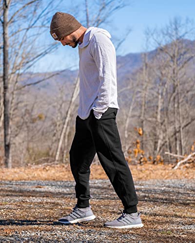 G4Free Mens Sweatpants Lounge Pants with Pockets Cotton Joggers Xmas Holiday Pants for Winter Running (Black, L)