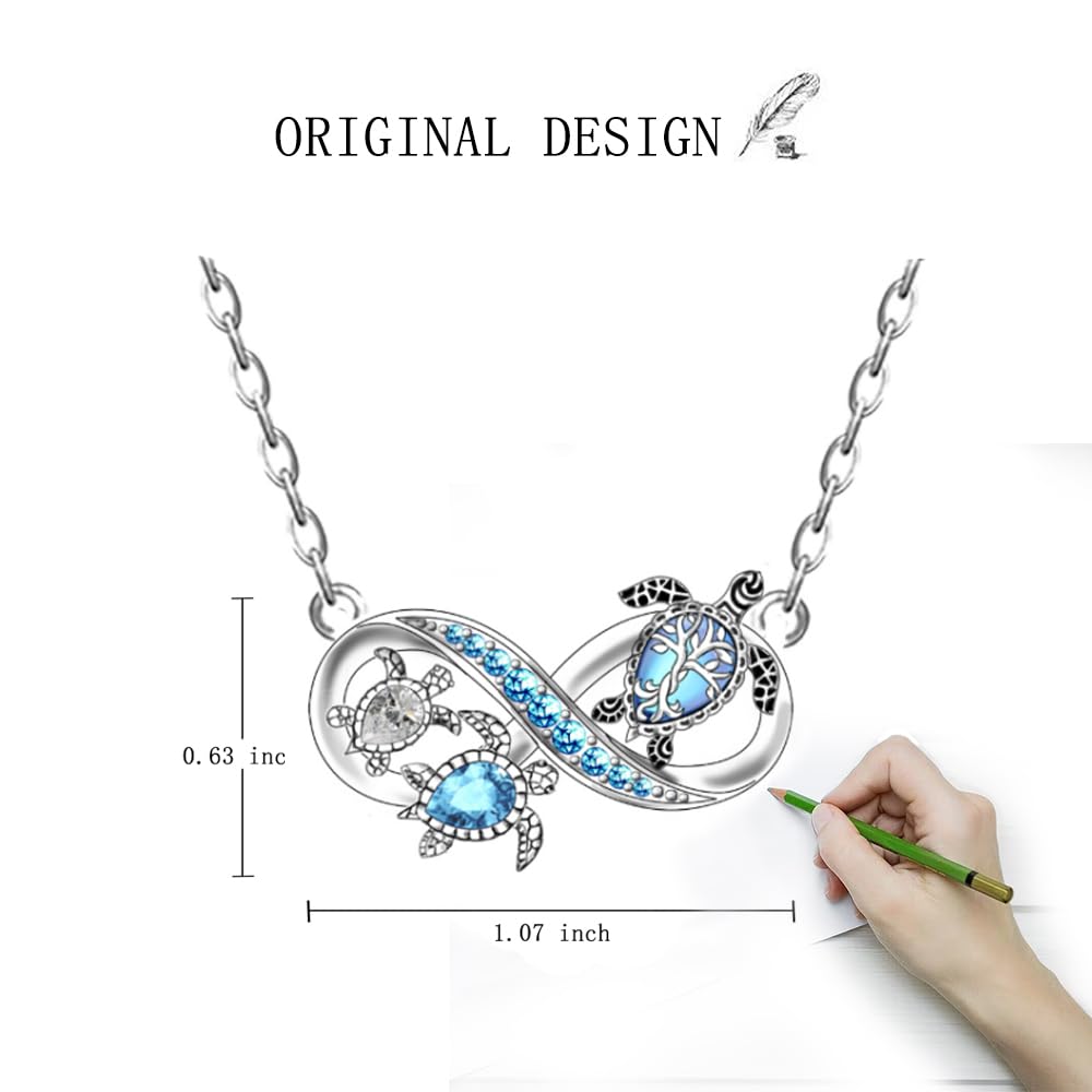 Fenthring S925 Sterling Silver Cat Necklace for Women Tree of Life Black Cat Necklace Sterling Pendant Blue