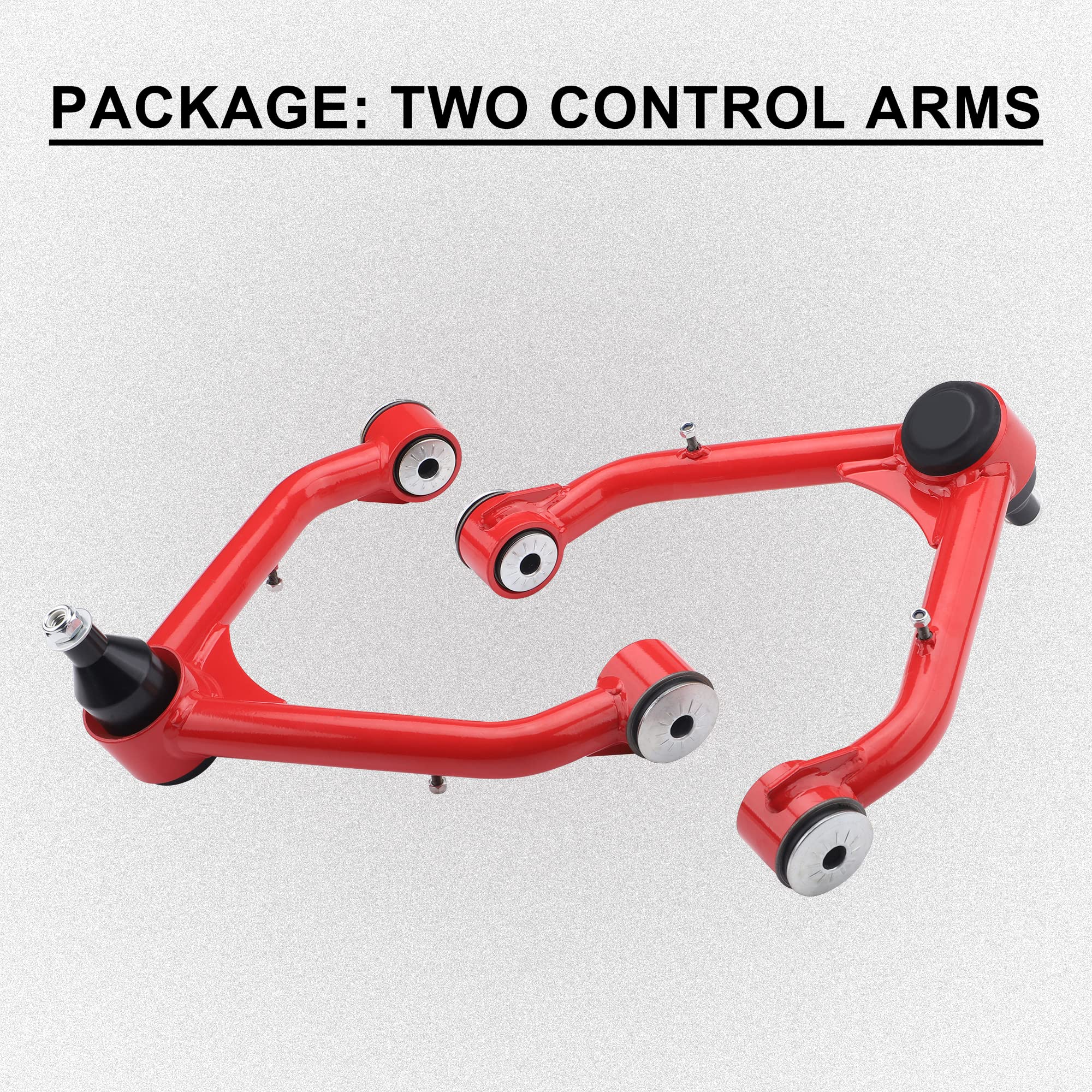 Front Upper Control Arms with Ball Joint For 2007-2018 Silverado 1500 GMC Sierra 1500, 2-4" Lift Suspension Adjustable Control Arms For 07-14 Yukon Avalanche Tahoe Suburban (Red)