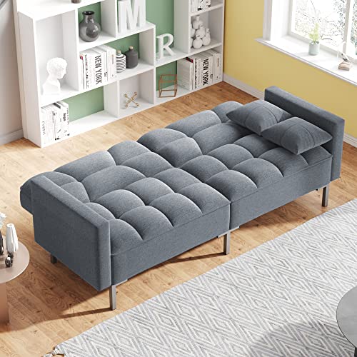 SOFTSEA 74'' Sofa Bed Sleeper Couches and Convertible Sofas, Couch Recliner Convertible Sofa Modern Adjustable Futon Couches Sofas Bed for Living Room Fold Up and Down Recliner Couch (Dark Gray)