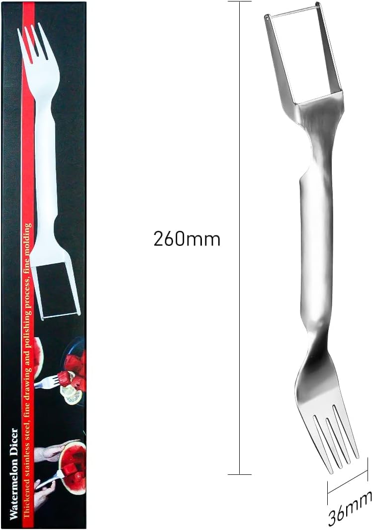 Generic Watermelon Fork Slicer Cutter,Portable Stainless Steel 2-in-1 Watermelon Fork Slicer, Watermelon Cutter Slicer Tool Fruit Forks Slicer for Home Party Camping Kitchen Gadget(2pcs), dsf451