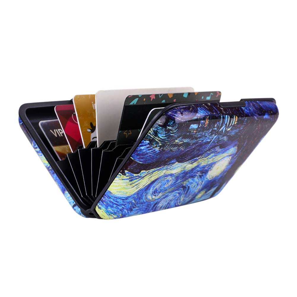 ELFISH RFID Blocking Credit Cards Holder Aluminum Wallet Metal ID Case for Men Women (see moon)