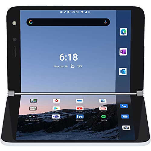 Microsoft Surface Duo 256GB AT&T Locked, Glacier TGM-00001 Bundle with Wacom KP13300D Ballpoint Pen + Deco Gear Wireless Earbuds + Tablet Stand & More
