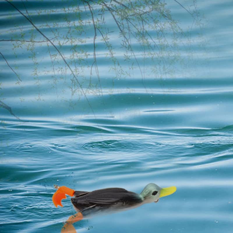 GaiRen Topwater Duck Soft Fishing Lure Realistic Propeller Floating Rubber Soft Bait with High Carbon Reinforced Hook 5PCS
