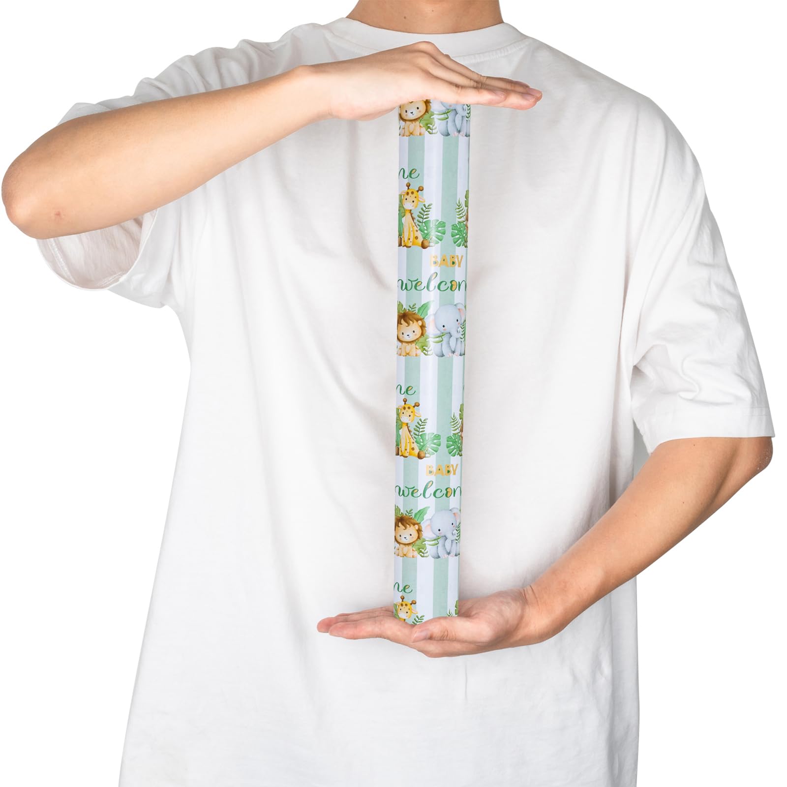 RUSPEPA Wrapping Paper Roll - Mini Roll - Animals Design Great for Birthday, Party and Baby Shower - 17 Inches X 32.8 Feet