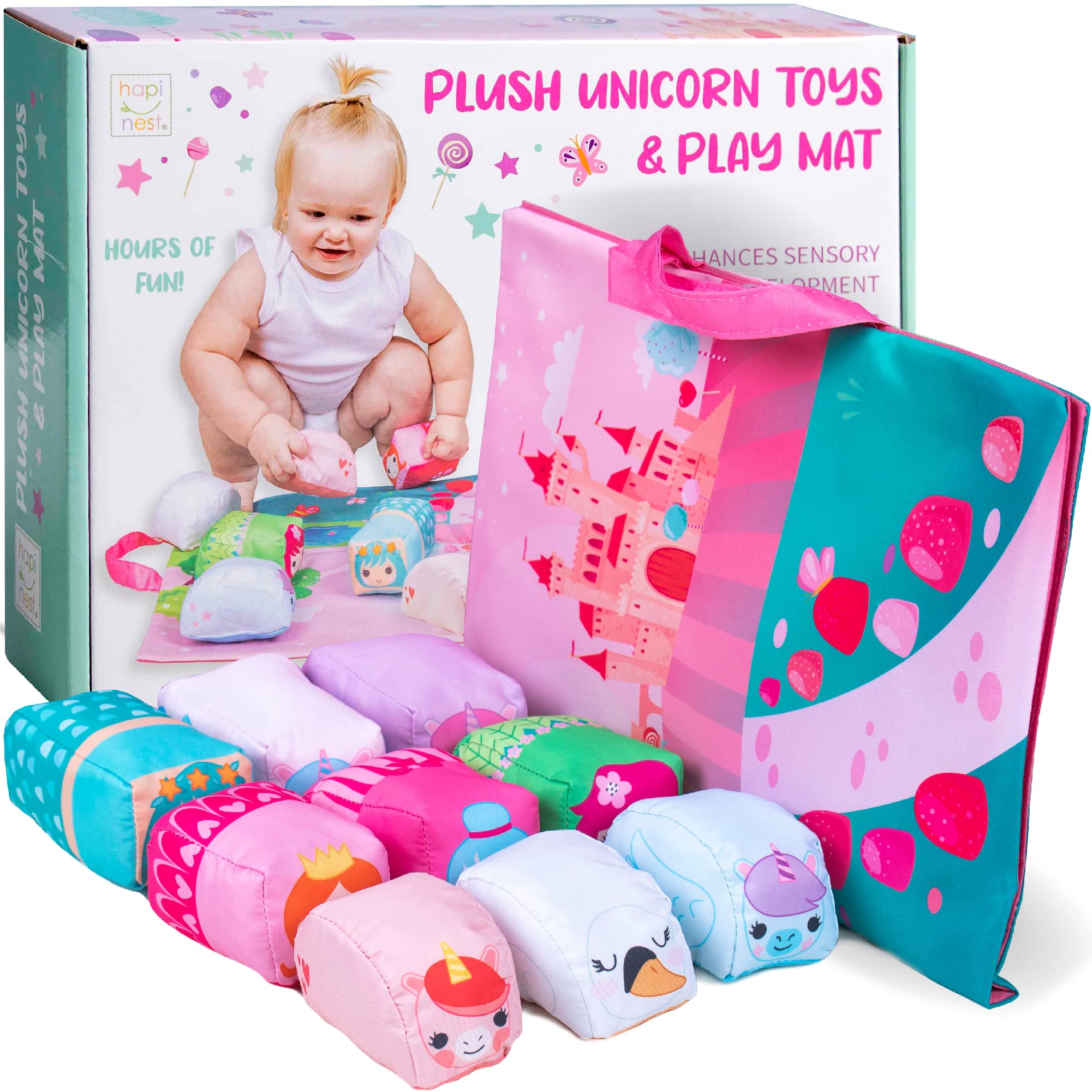 Hapinest Unicorn Carry Playmat Soft Toys Gifts for Baby Girls Ages 1 Year and Up