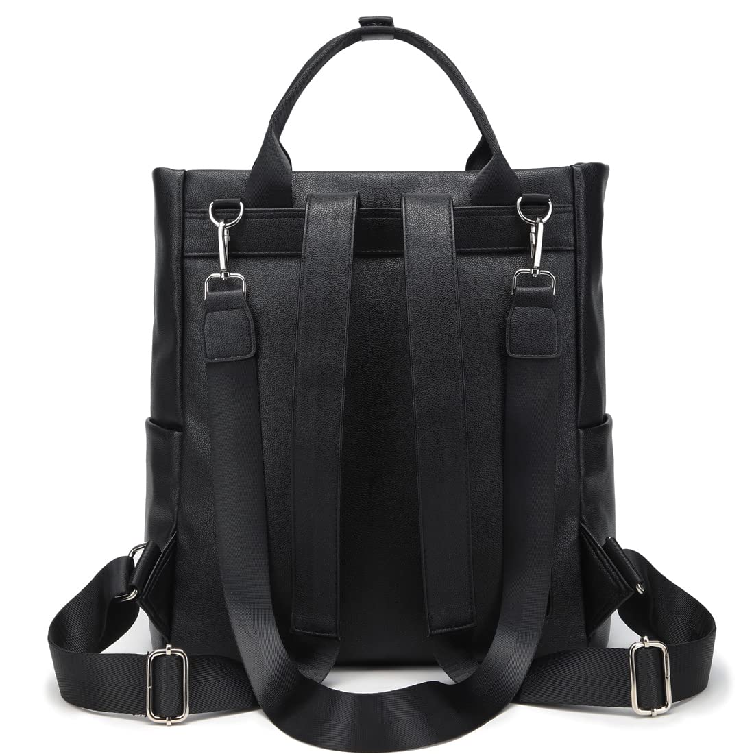 LORADI Convertible Diaper Bag tote, Vegan Leather Water Resistant Diaper Backpack with Anti-theft Pockets, Black