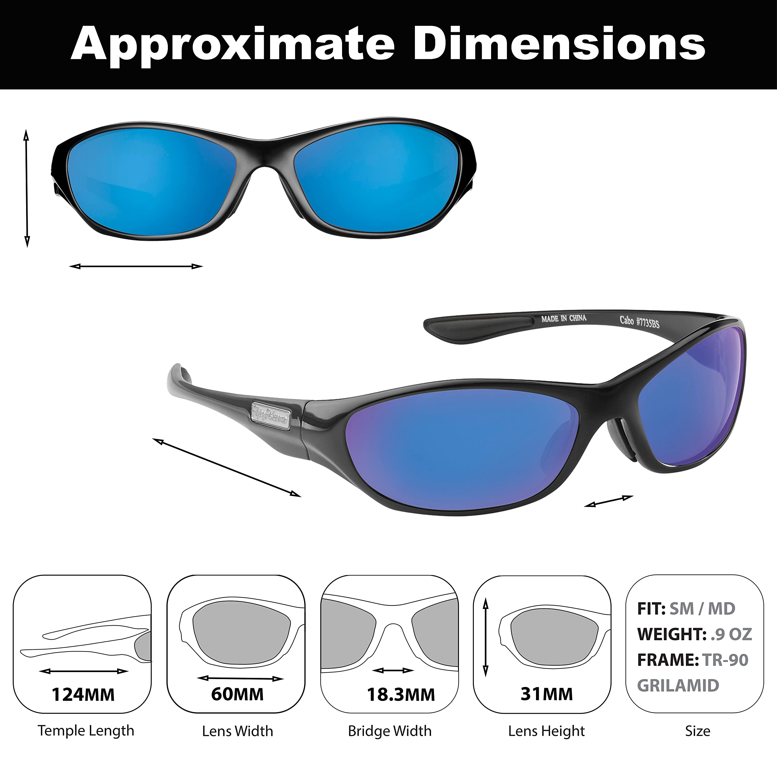 Flying Fisherman 7735BS Sunglass, Shiny Black Frames/Smoke-blue Mirror Lenses, One Size