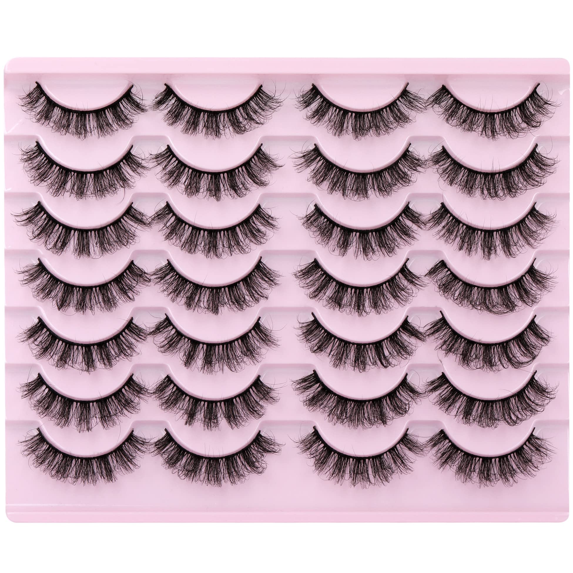 Mink Lashes Natural Look Fluffy False Eyelashes 17mm Wispy Eye Lashes D Curl Fake Eyelashes Pack by EYDEVRO (14 Pairs)