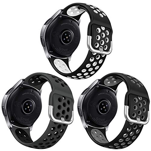 NAHAI 3 Pack Sport Bands Compatible with Samsung Galaxy Watch 46mm/Gear S3 Frontier for Men Women, 22mm Watch Band Silicone Quick Release Rubber Replacement Strap for Galaxy Watch 3 LTE (45mm)