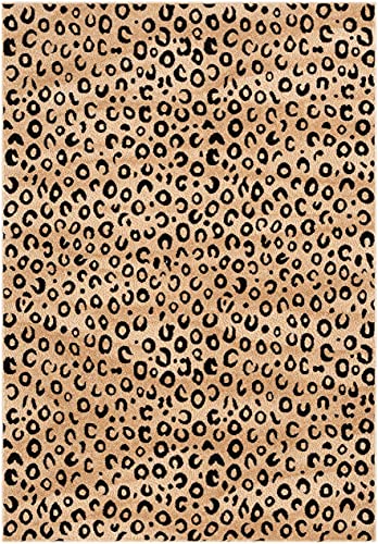Well Woven Dulcet Leopard Black Ivory Animal Print 7'10" x 9'10" Area Rug
