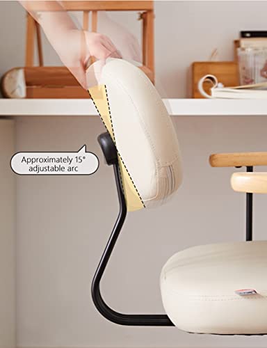 EviKoo Rotating PU Leather Office Chair, Adjustable Height Small Low Back Elegant Task Chair, Home Computer Chair, Armless Desk Chair Desk Chairs (Size : Armless, Color : White_29.9-32.3IN)