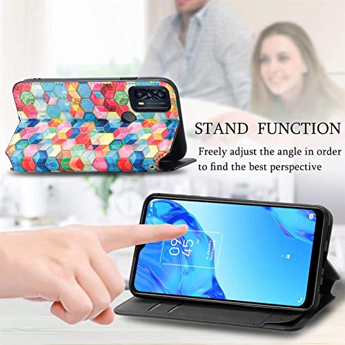 FTRONGRT Case for Tecno Spark 6, with Mobile Phone Holder, Fall-Proof, Suitable for Tecno Spark 6 Folding Mobile Phone Leather Protective Shell.Magic Space